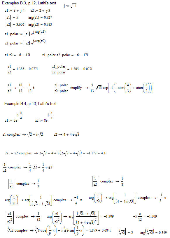 Mathcad Examples & Worksheets